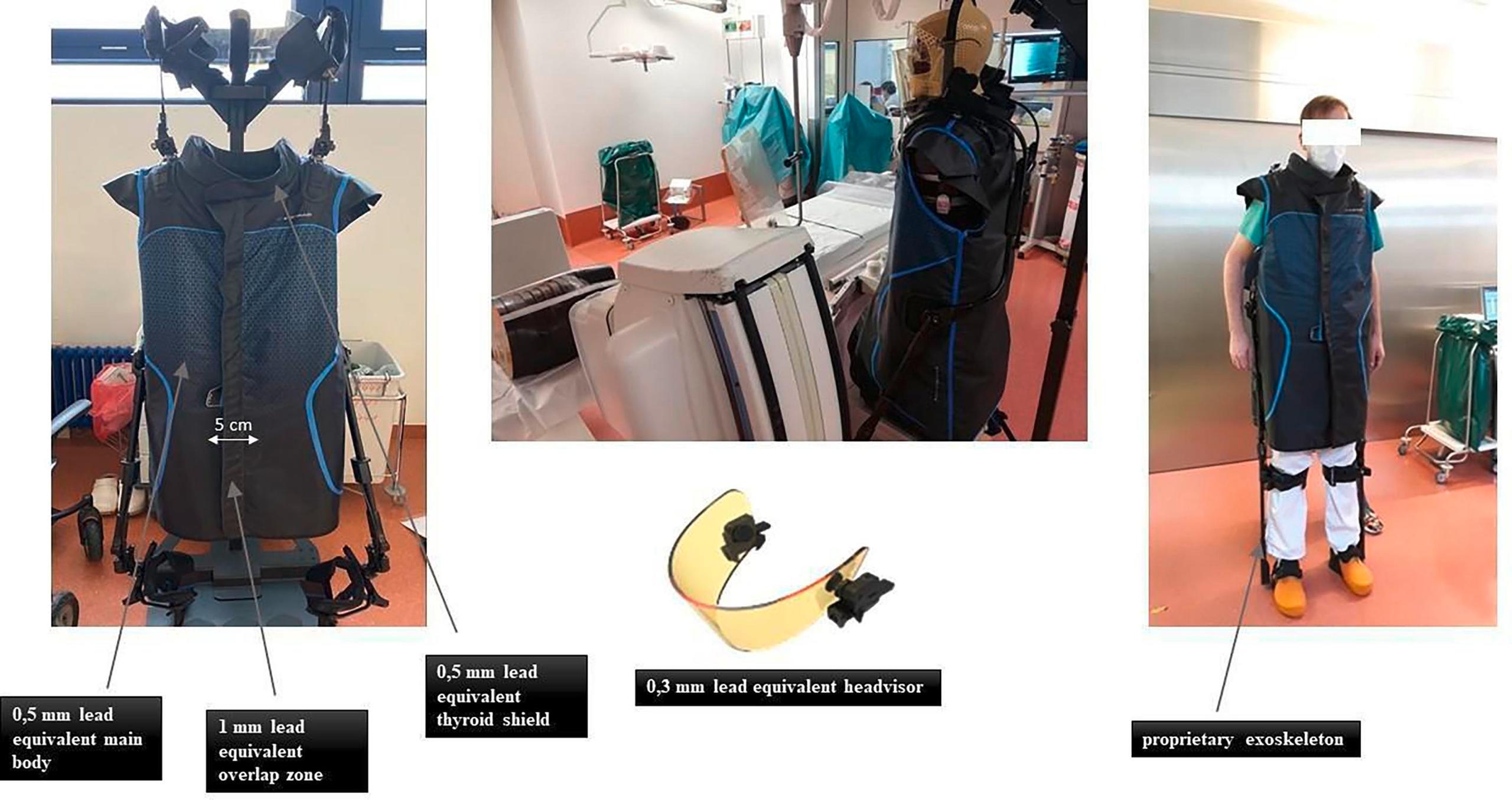 Un tablier de radioprotection monté sur exosquelette sans plomb réduit significativement la dose ...